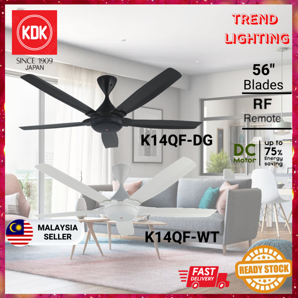 KDK DC Motor Ceiling Fan K14QF-WT & K14QF-DG GY 56" DC5 Series Ceiling ...