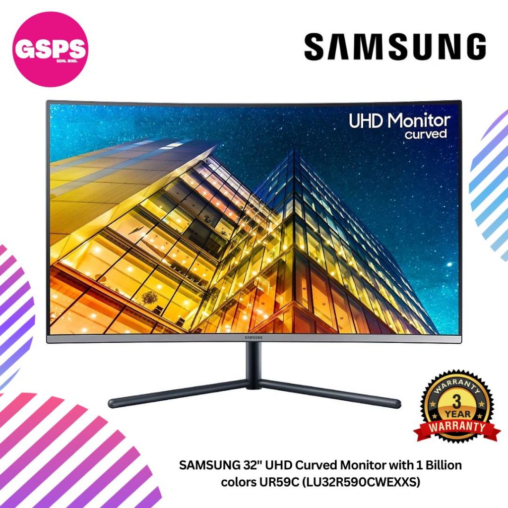 SAMSUNG 32" UHD Curved Monitor with 1 Billion colors UR59C ...