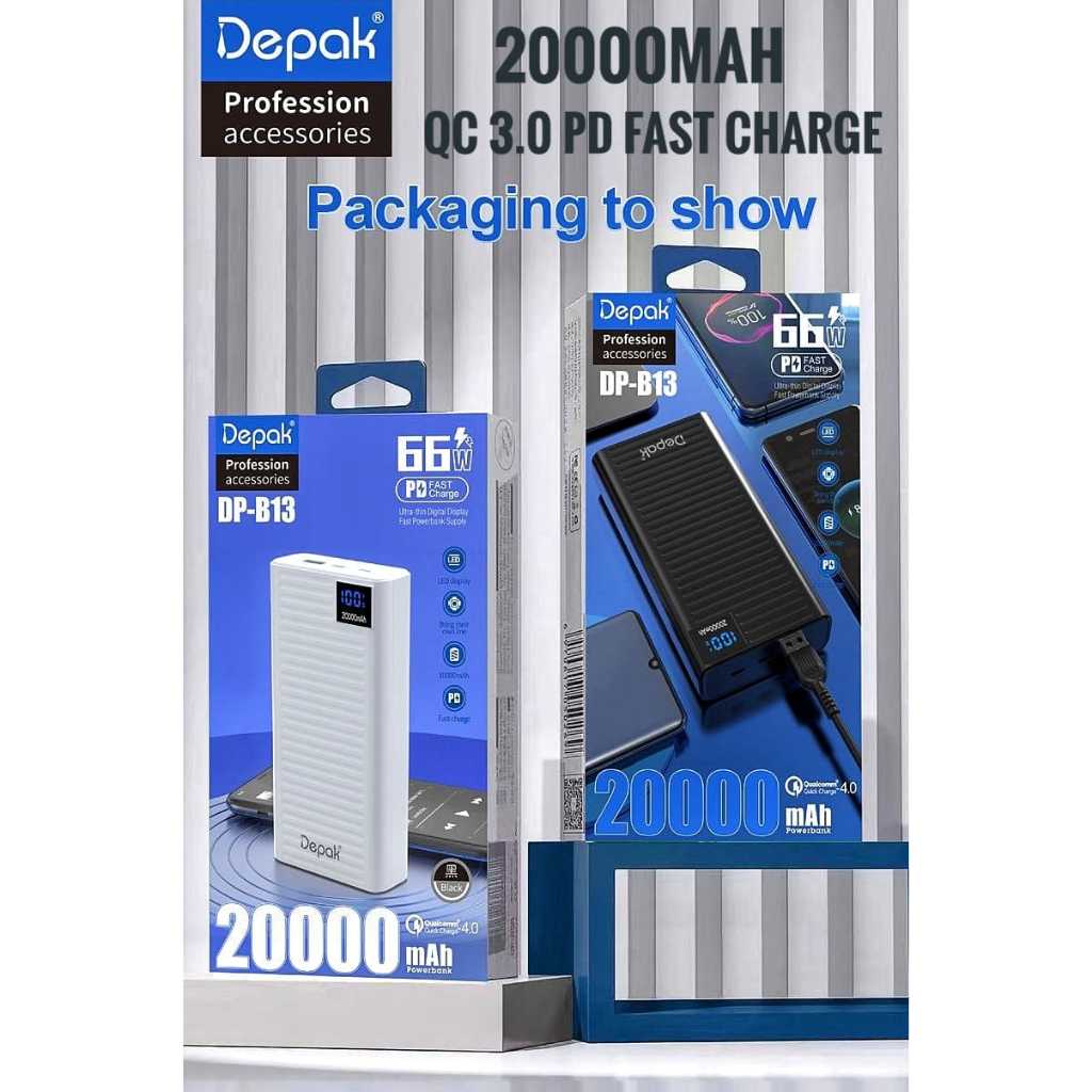 🔥 DEPAK DP-B13🔥 DEPAK DP-B13 PD+QC3.0 FAST CHARGING POWER BANK 20K MAH ...