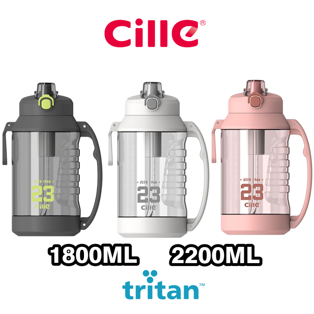 Cille Tritan Water Bottle BPA-Free Plastic Water Bottle c/w Straw Botol ...