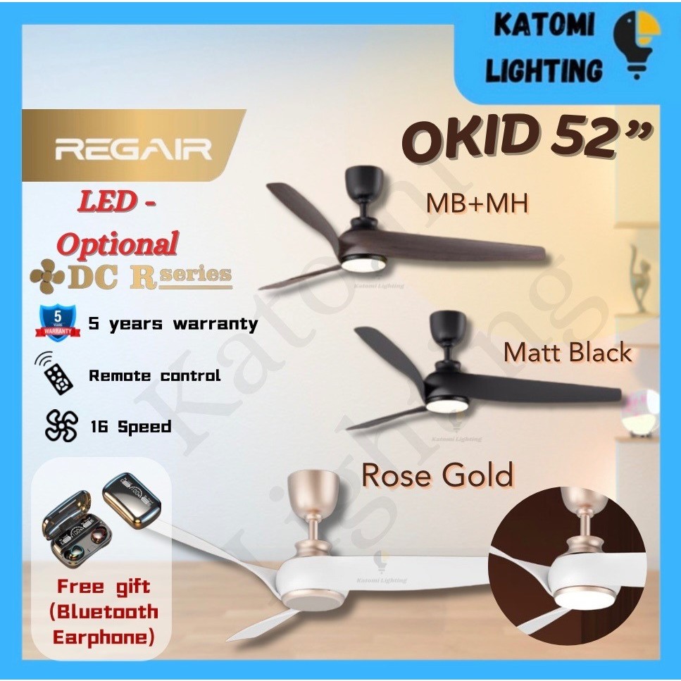 Regair Okid 52" Ceiling Fan With Led Light Remote Control DC Motor ...