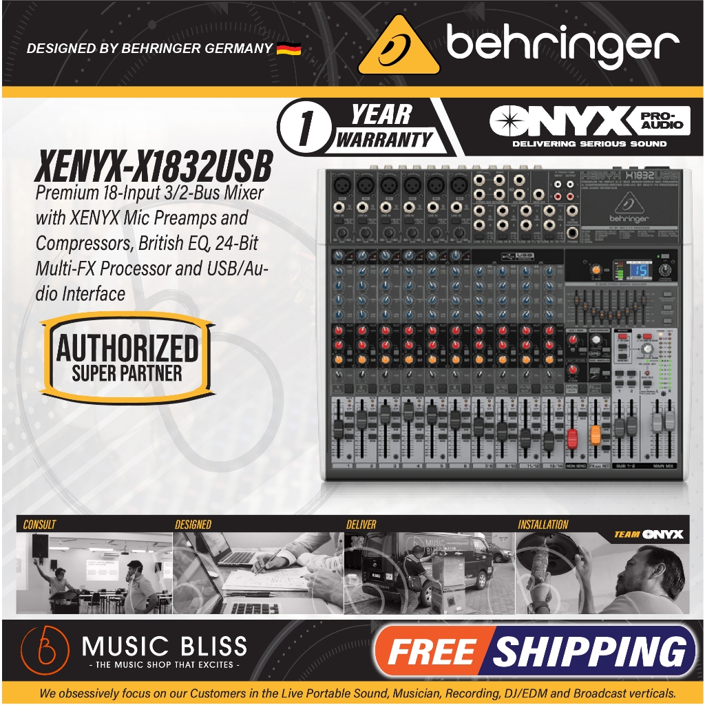 Behringer XENYX X1832USB 14-channel Mixer with USB and Effects ...