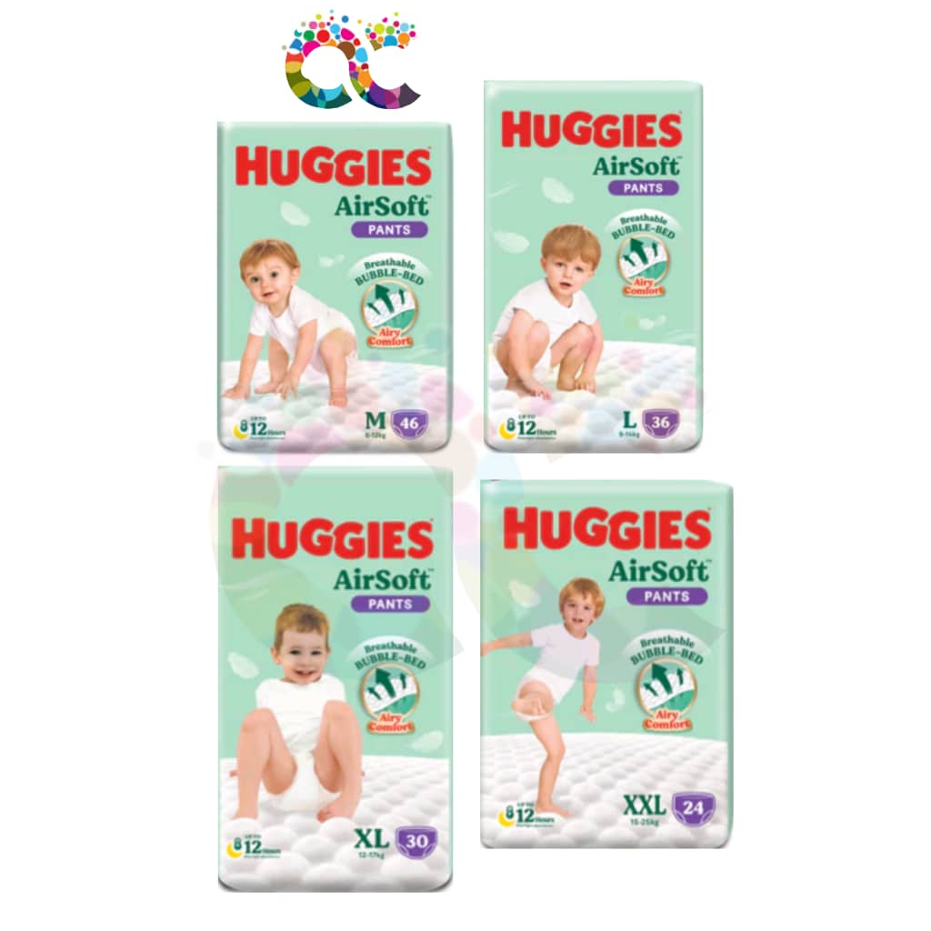 Huggies AirSoft&Natural Soft Pants Super Jumbo Pack - M46/L36/XL30 ...