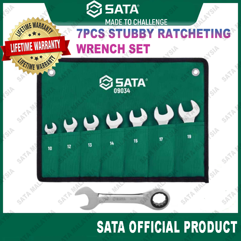 SATA 7Pcs Combination Ratcheting Stubby Wrench Set Small Spana Mini ...