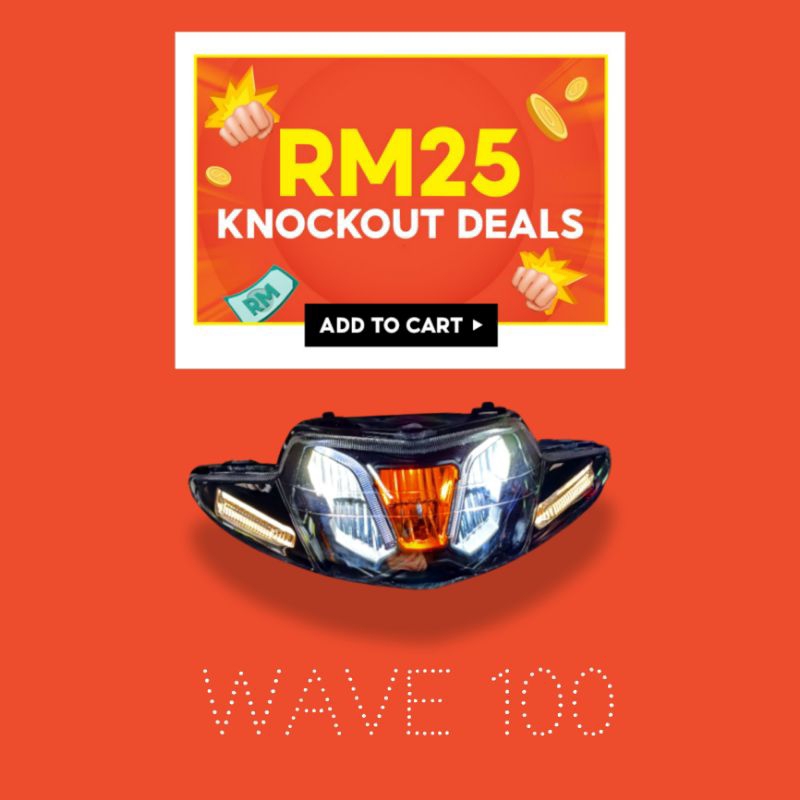 HONDA WAVE 100 WAVE100 HEAD LAMP LED HEADLAMP CUSTOM ZHIPAT LAMPU DEPAN ...