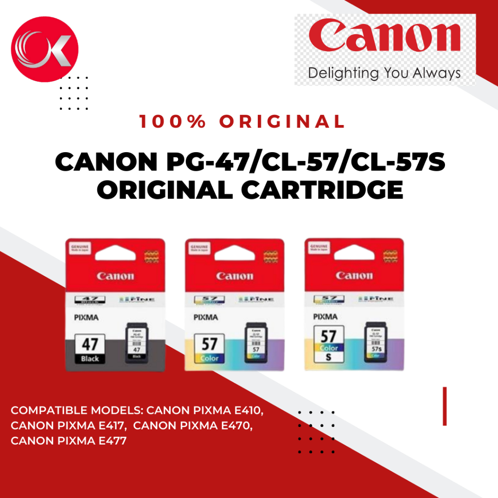 CANON PG-47 BLACK CL-57 COLOR CL-57S COLOR E400/410/460/470/E480 [100% ...