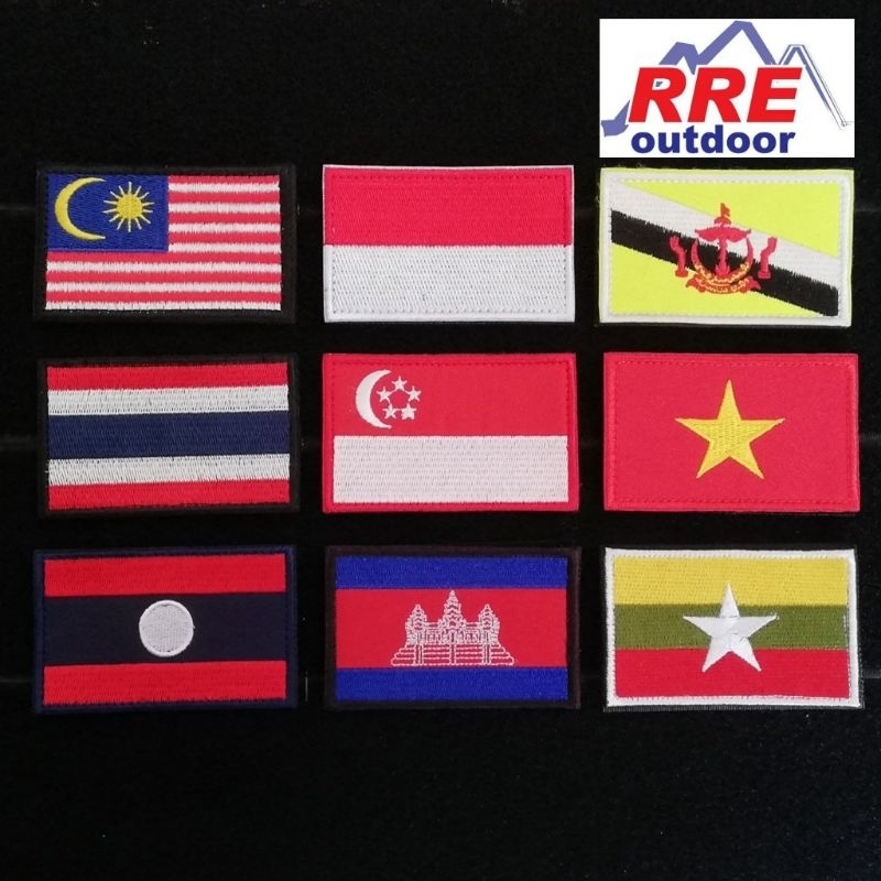 [MALAYSIA STOCK]RRE Embroidery South East Asia Asean National Flag ...