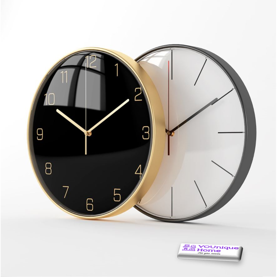 Wall Clock Black White Various Design Digital Scale Solid Metal Simple ...