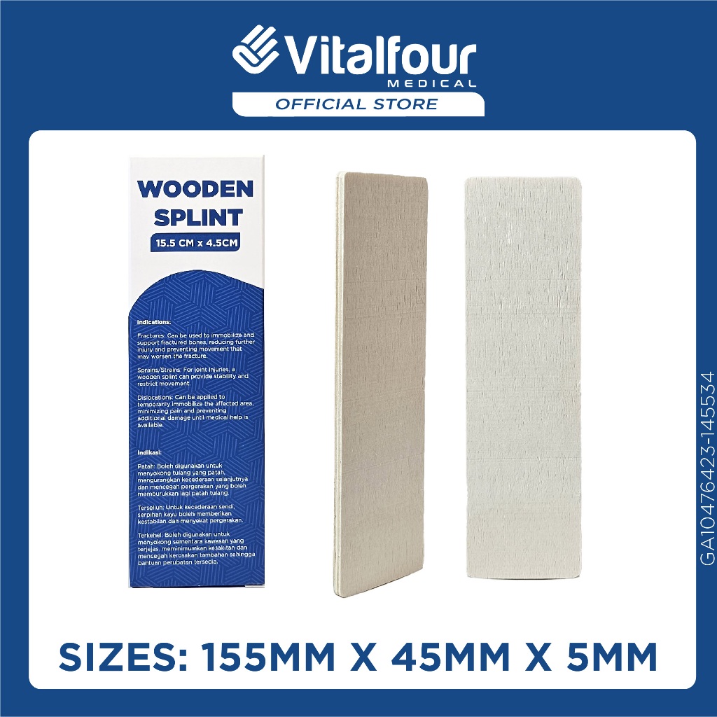 First Aid Wooden Splint Sizes: 155mm x 45mm x5mm ( 2pcs/box) | Shopee ...
