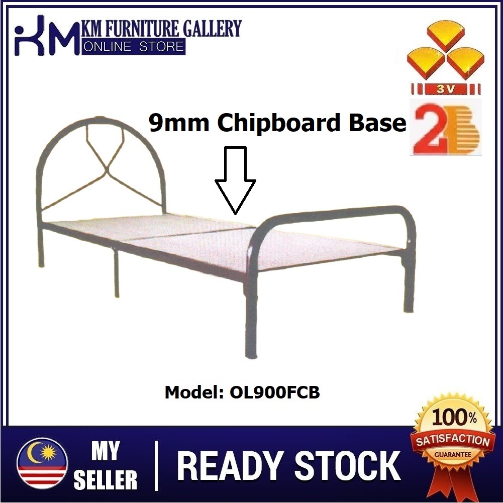 KM Furniture Gallery 3V Single Metal Bed Frame (OL900FCB) With 9MM ...
