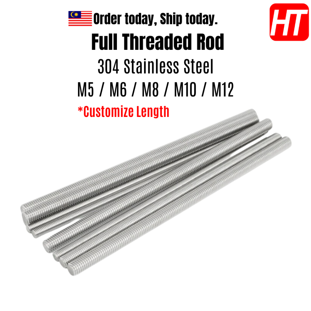 [1PC] Stainless Steel Threaded Rod Screw Bar Stud M5 M6 M8 M10 M12 ...