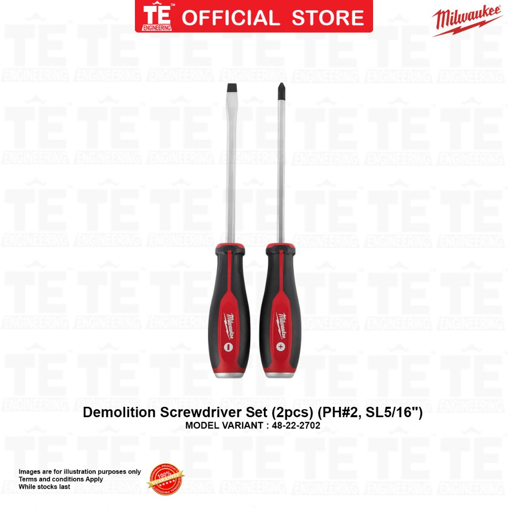 Milwaukee Demolition Screwdriver Set (2 pcs)(PH#2,SL5/16")-(48-22-2702 ...