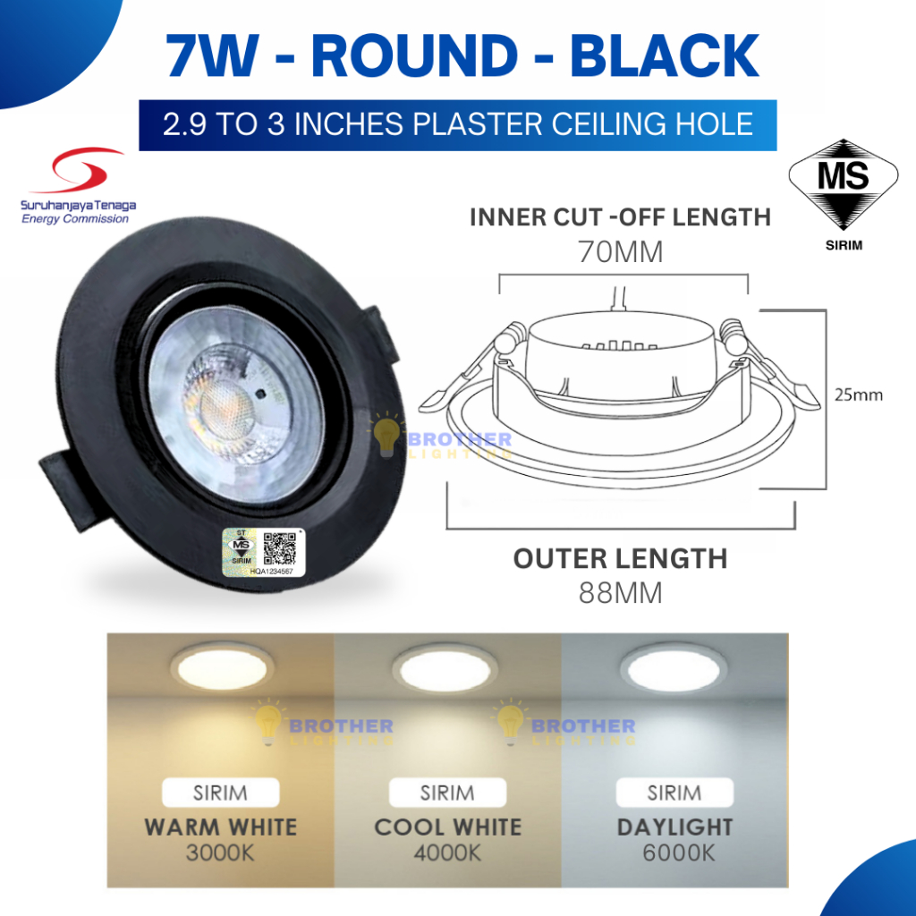 [SIRIM] LED Eyeball 3W 5W 7W Recessed Spotlight Downlight Home Lighting Ceiling Lights Down ...