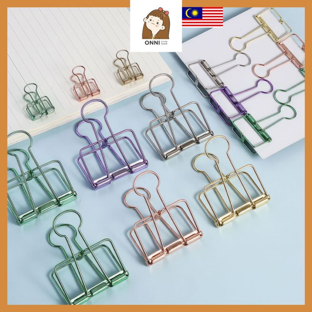 ONNI 🇲🇾 Metal Paper Clip Hollow Binder Clip Colorful Bookmark Clips ...