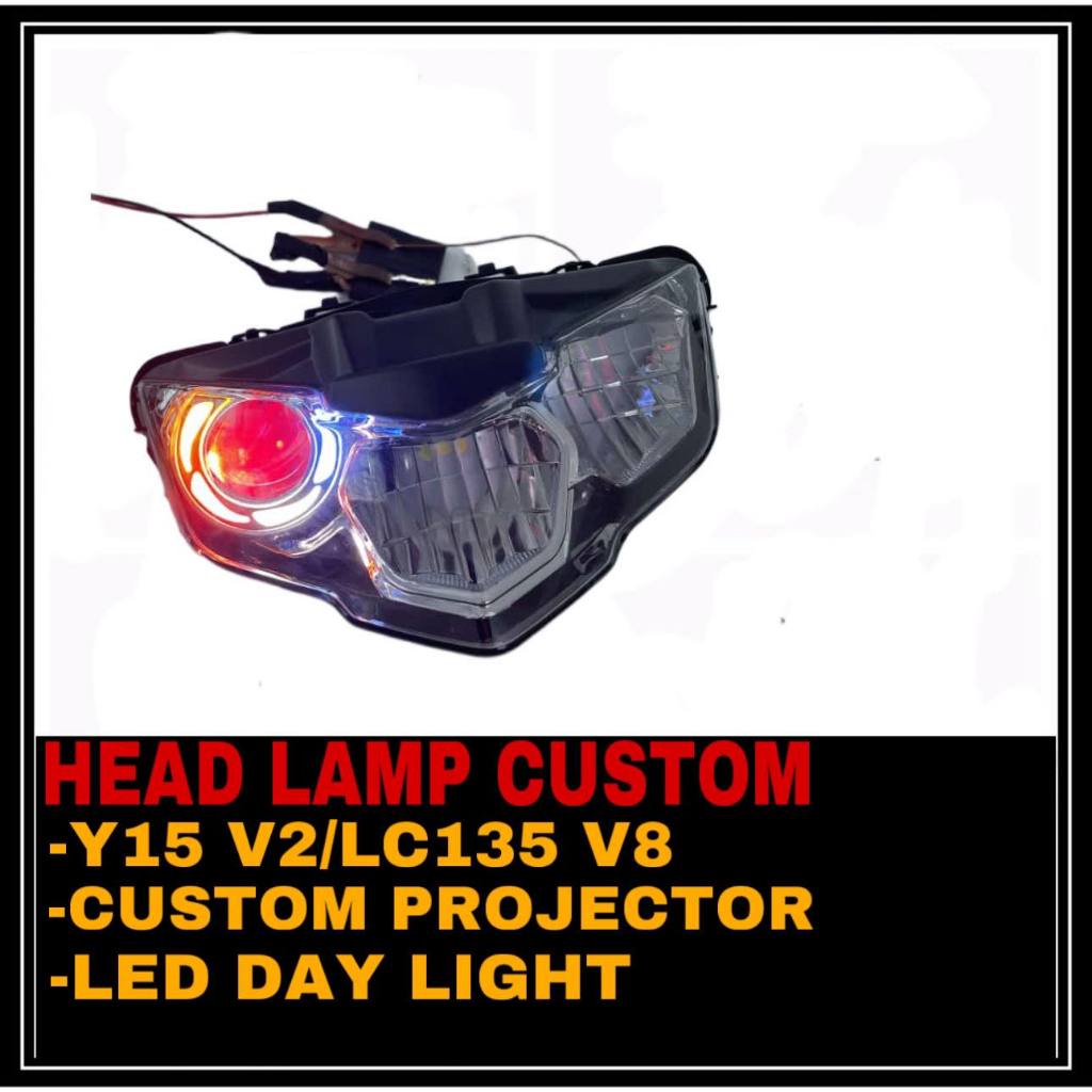 YAMAHA Y15 V2 LC135FI V8 PROJECTOR LED HEAD LAMP LAMPU BESAR CUSTOM ...
