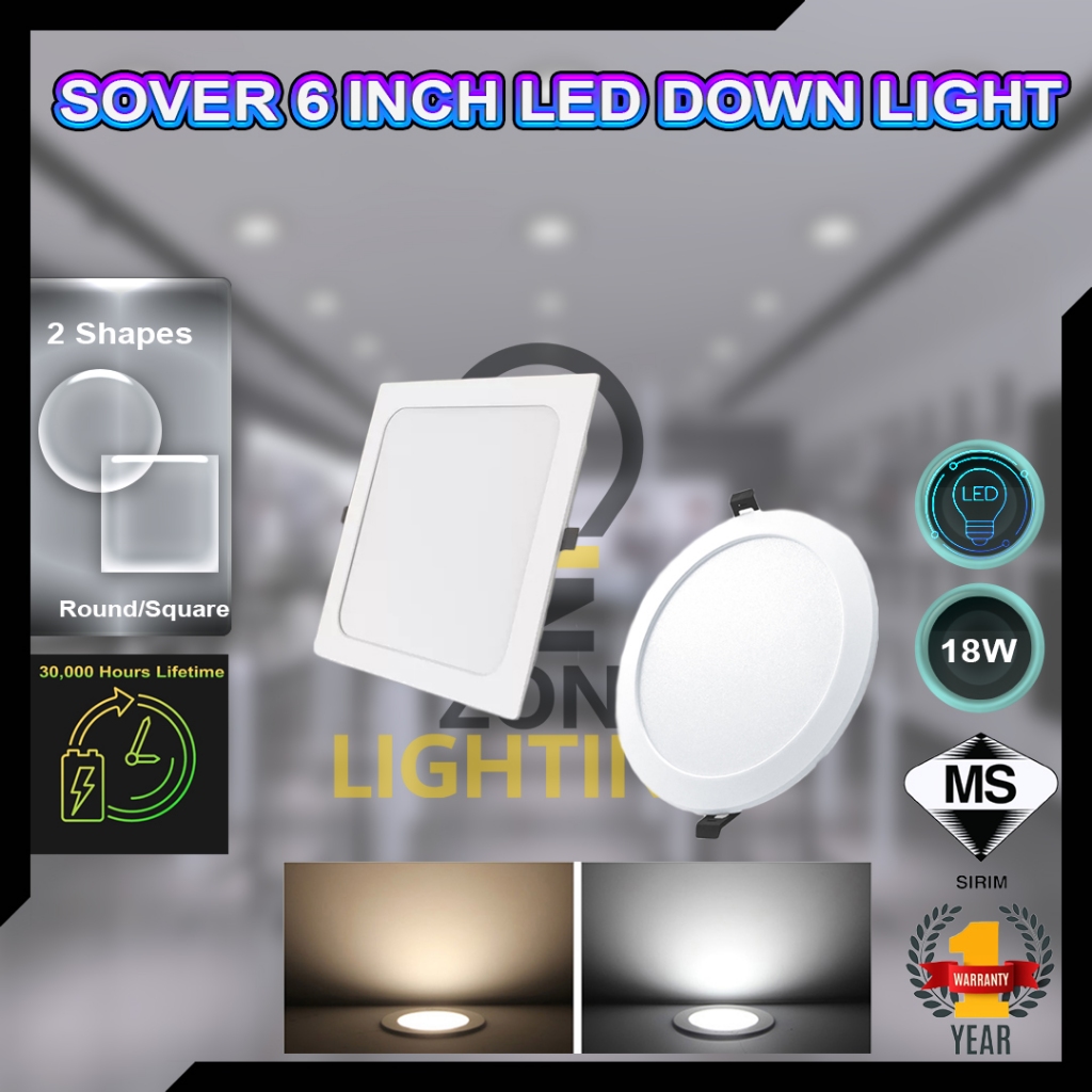 【SIRIM】SOVER LED Downlight 18W Lampu Led Siling Ceiling Light Downlight ...