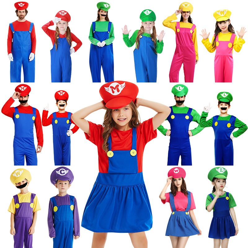 💥Malaysia Ready Stock💥Mario and Luigi Family Costumes Super Mario Bros ...