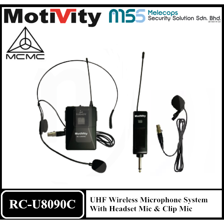 MOTIVITY RC-U8090C UHF Wireless Microphone System with Headset Mic ...