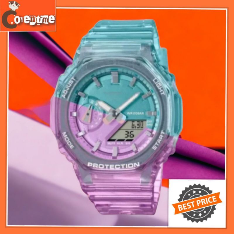 TMJ DIGITAL ANALOG WATCH TRANSPARENT BLUE & TRANSPARENT PURPLE SPECIAL ...