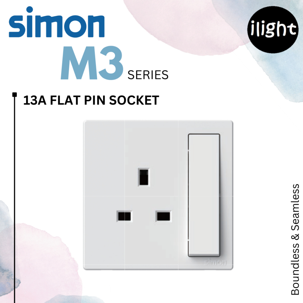 SIMON M3 SERIES (MATT WHITE) SWITCHES AND SOCKETS OUTLET 1 GANG 2 GANG ...