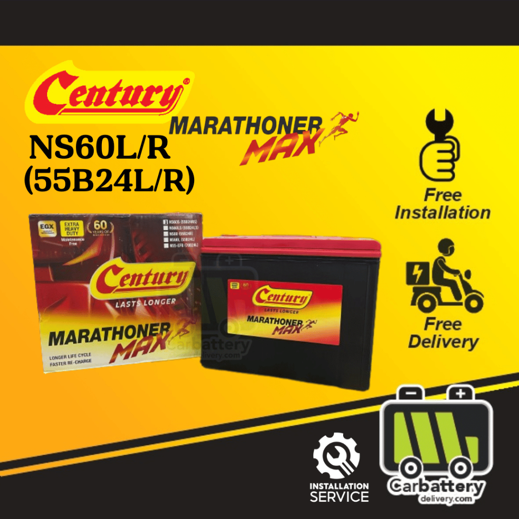 [Installation Provided] Century Marathoner Max NS60 NS60L /R 55B24L/R Car Battery Bateri Kereta ...