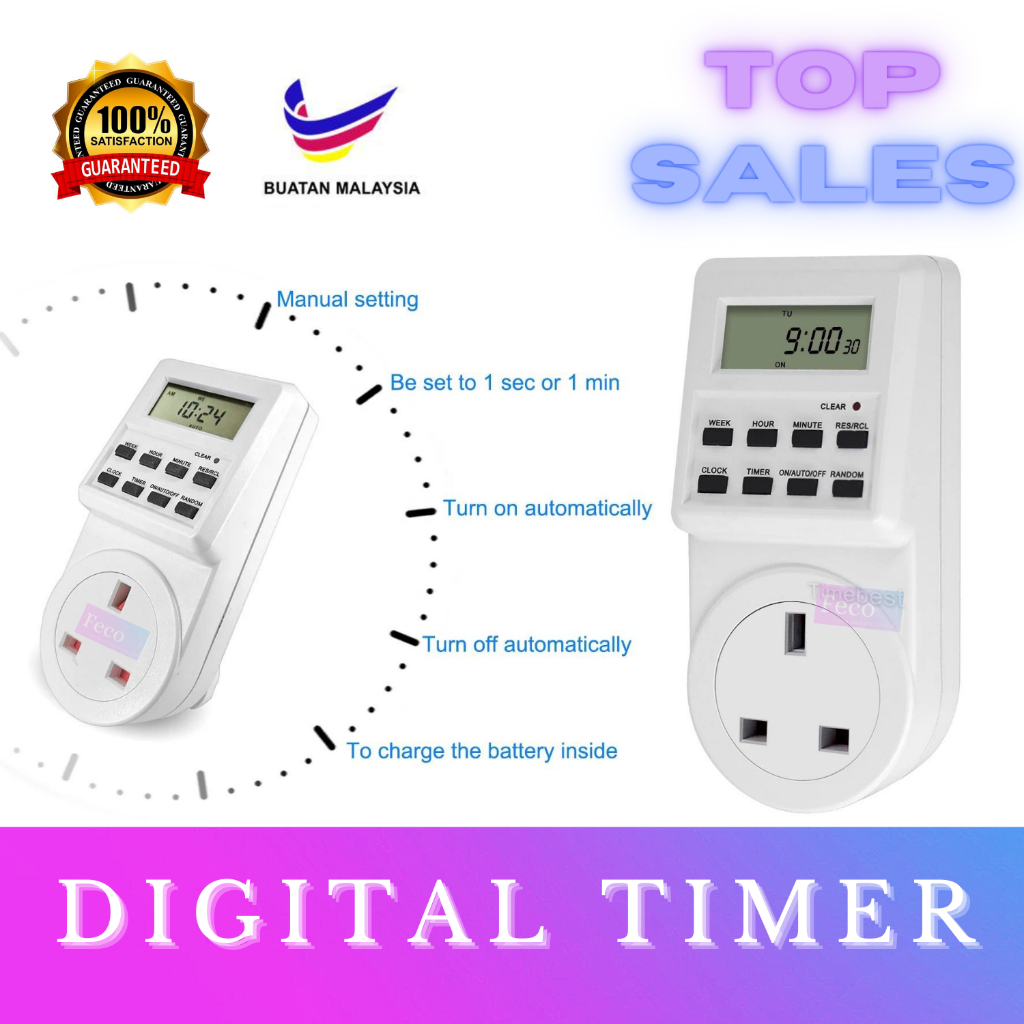 Multi Programmer Timer 13a Socket Digital Timer 24hour 0024 Sum Sirim Eurosafe Timer Switch