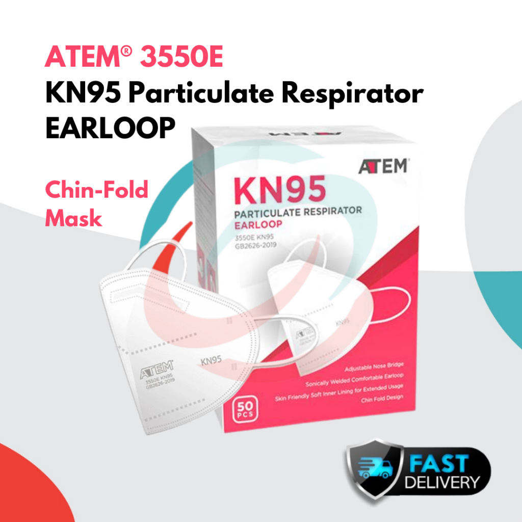 [READY STOCK] ATEM 3550E Flat-Fold KN95 Particulate Respirator Ear Loop ...