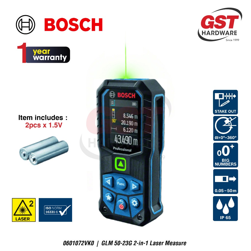 🔥 Bosch GLM50-23G 2-in-1 Laser Measurement Pengukur Laser Level Bosch ...