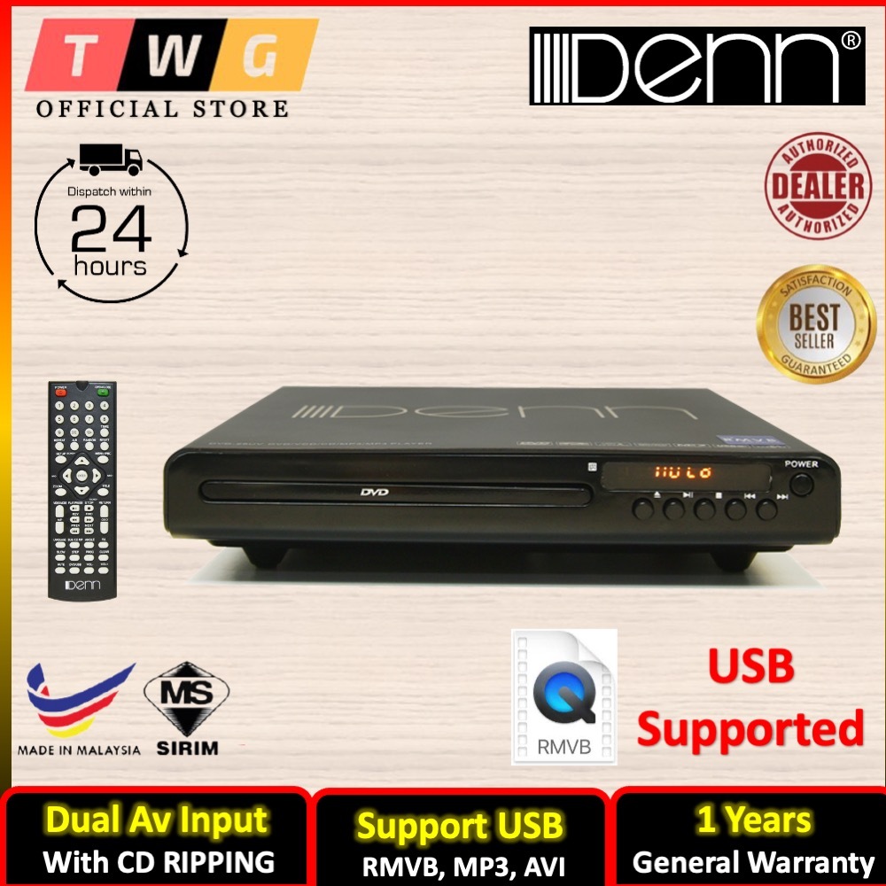 【Ready Stock】DENN DVD-28UV DVD Player with USB/ MP4/ MP3/ CD Ripping ...