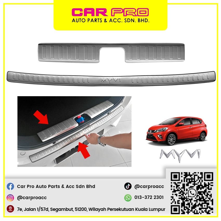 Perodua Myvi 2017 - 2022 2 in 1 Rear Bumper Guard & Inner Bumper Guard ...