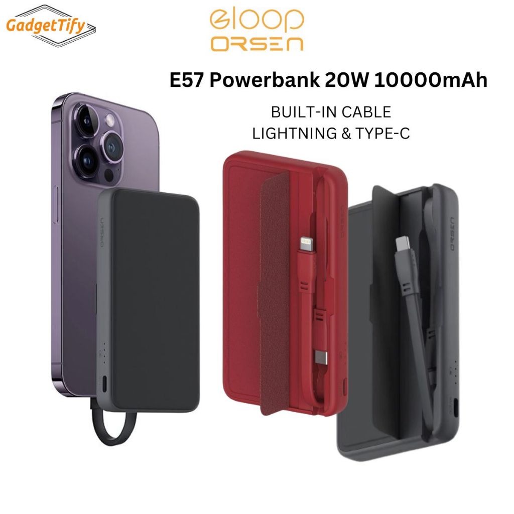 Orsen Eloop E57 10000mAh PD 20W Power Bank Built-in Charging Cables ...