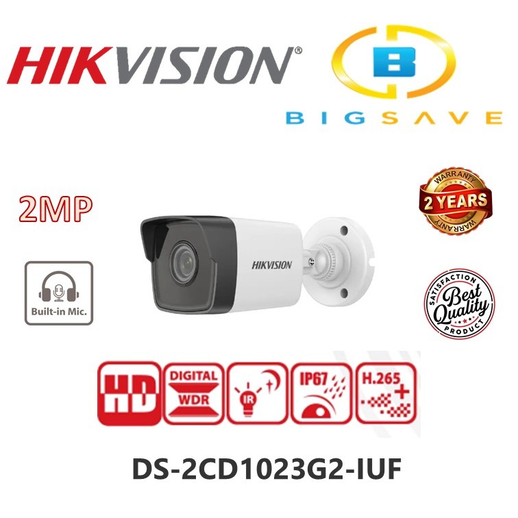 HIKVISION 2MP DS-2CD1023G2-IUF FIXED BULLET NETWORK CAMERA | Shopee Malaysia