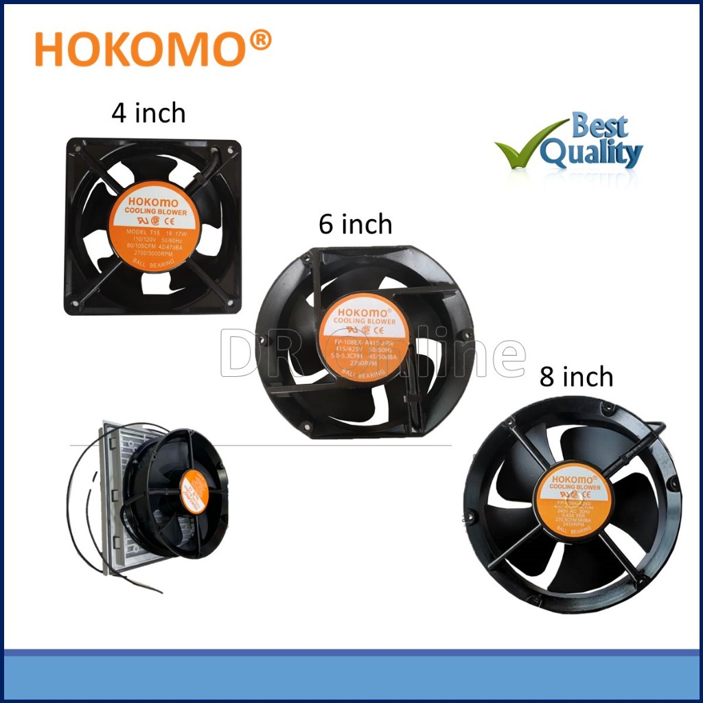 HOKOMO Cooling Blower Fan Axial fan 6inch Ball Bearing, 240VAC /110VAC/ 415VAC C/W Fan Filter ...