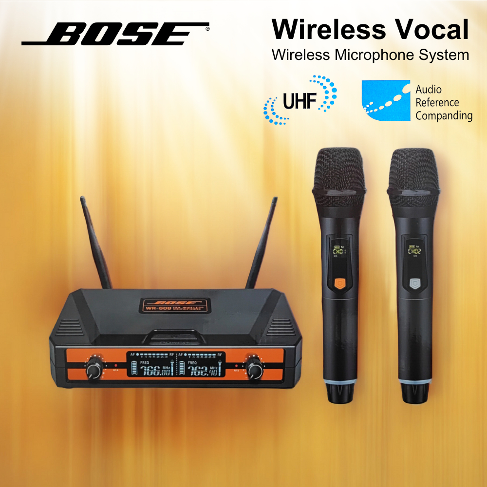 BOSE WR-608 Professional Wireless Microphone System UHF Mic 1 Pair ...