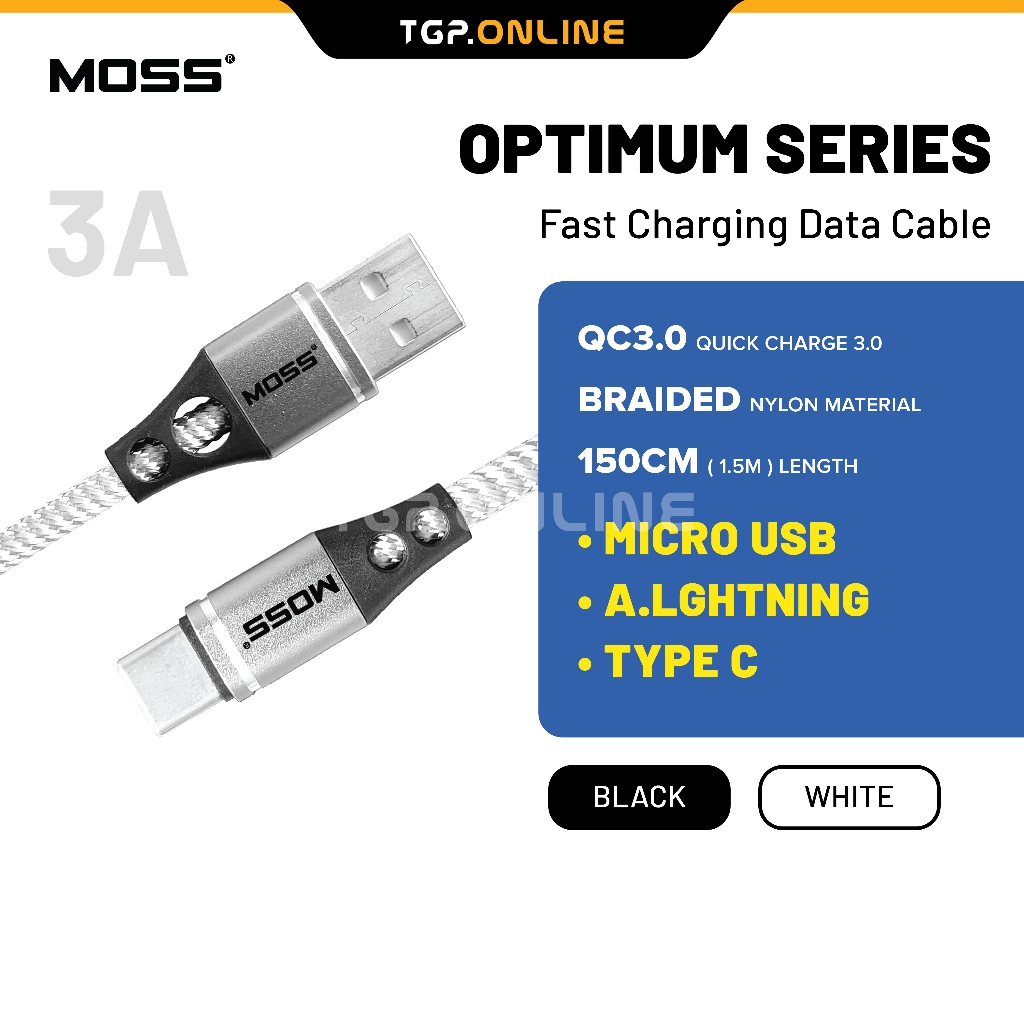 MOSS Optimum Series Micro USB / A.Lghtning QC 3.0 Fast Quick Charge ...