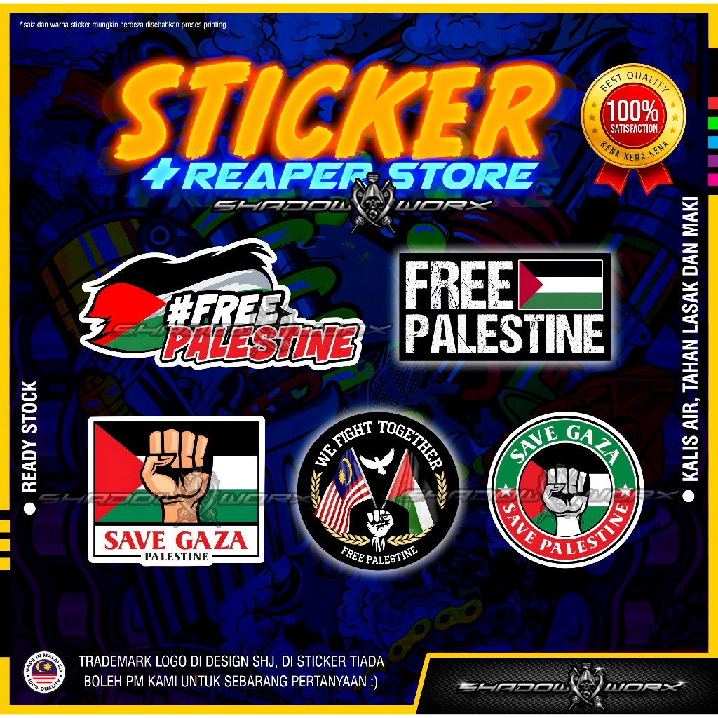 STICKER FREE PALESTINE / SAVE GAZA / SAVE PALESTINE / PERCUMA PALESTINE ...