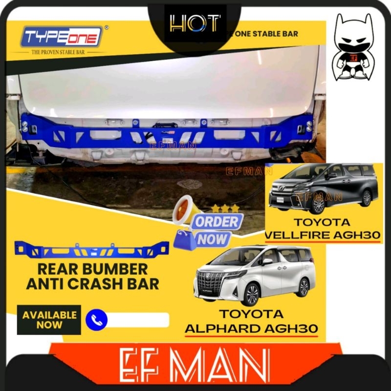 TYPE ONE TOYOTA VELLFIRE ALPHARD AGH30 REAR BUMPER ANTI CRASH BAR ...