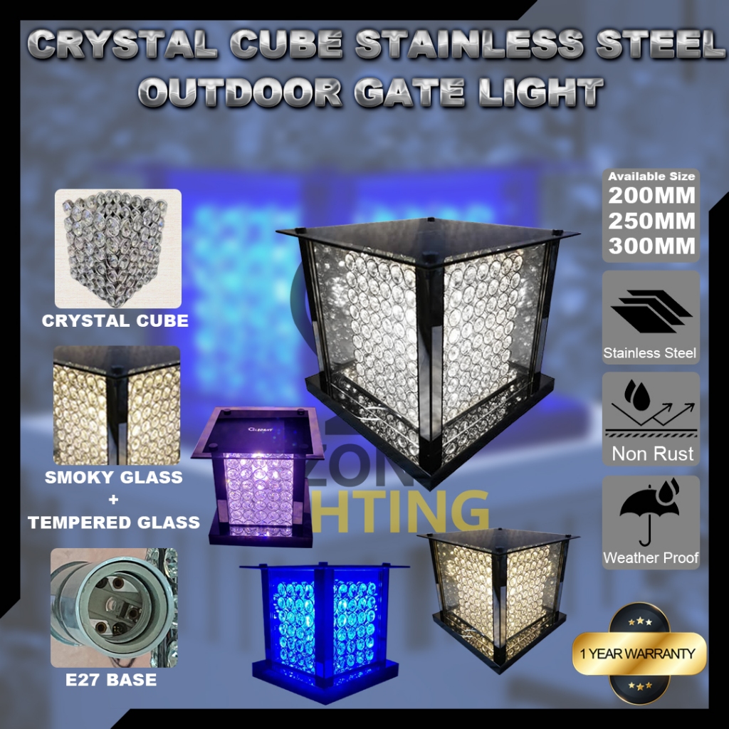 Stainless steel Crystal cube outdoor weatherproof gate light gate lamp ...