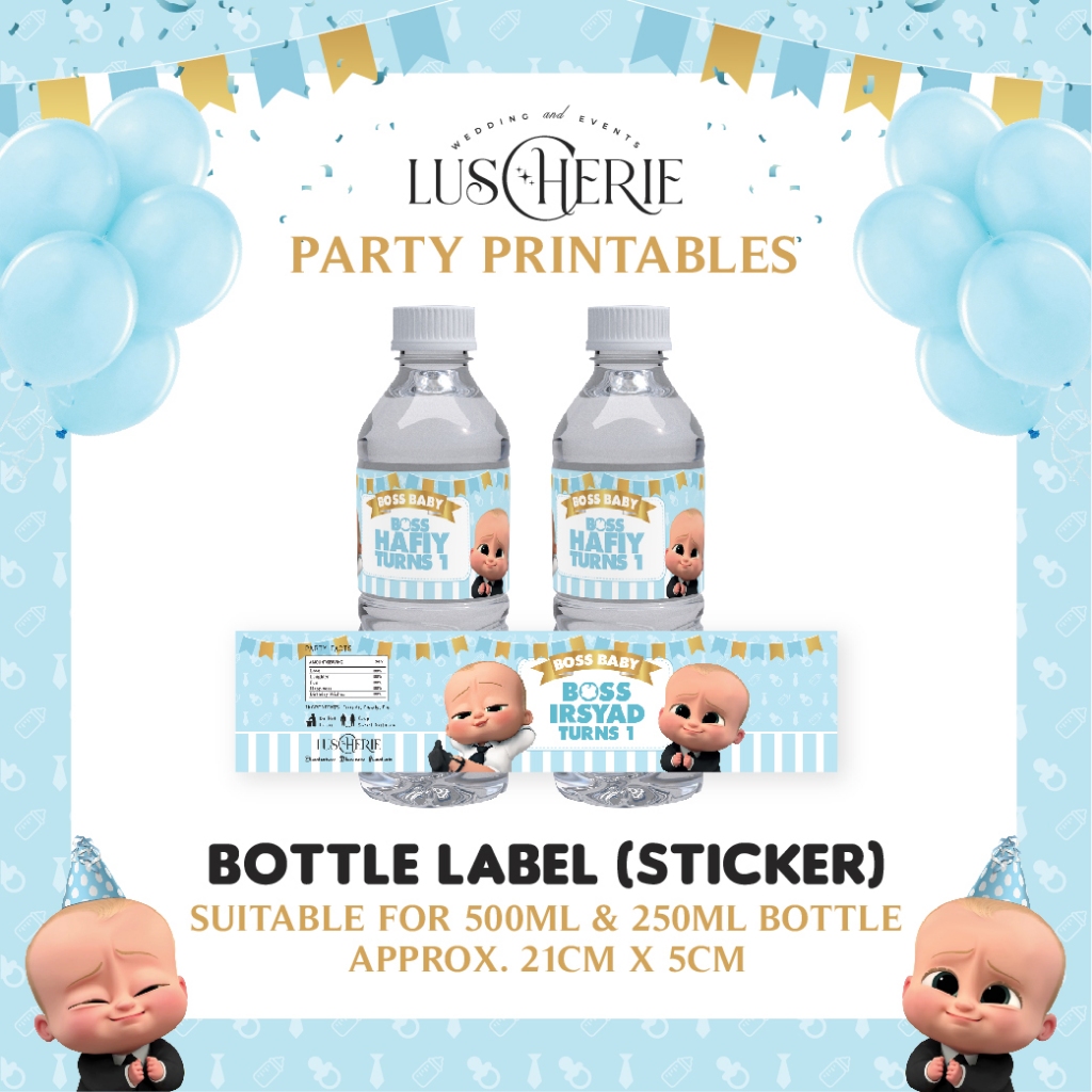 Boss Baby Birthday Birthday Party Printables Pack Cake Topper Bottle ...