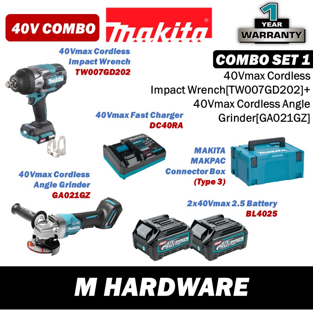 Makita 40Vmax Christmas Combo Set 1 ( TW007GD202 + GA021GZ ) [TW007 ...
