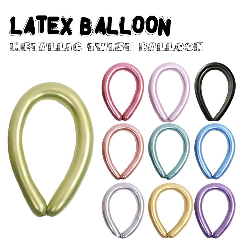 [PANDA] 260 Metallic Latex Twist Balloon Long Balloon Metallic Belon ...