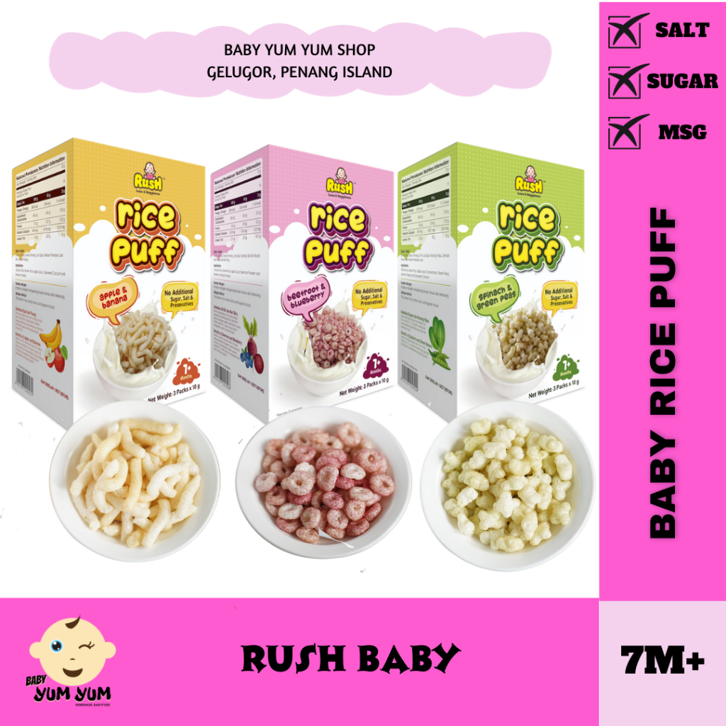 RUSH BABY RICE PUFF FLAVOURED FRUITS & VEGE SUITABLE FOR TRAVELLING ...
