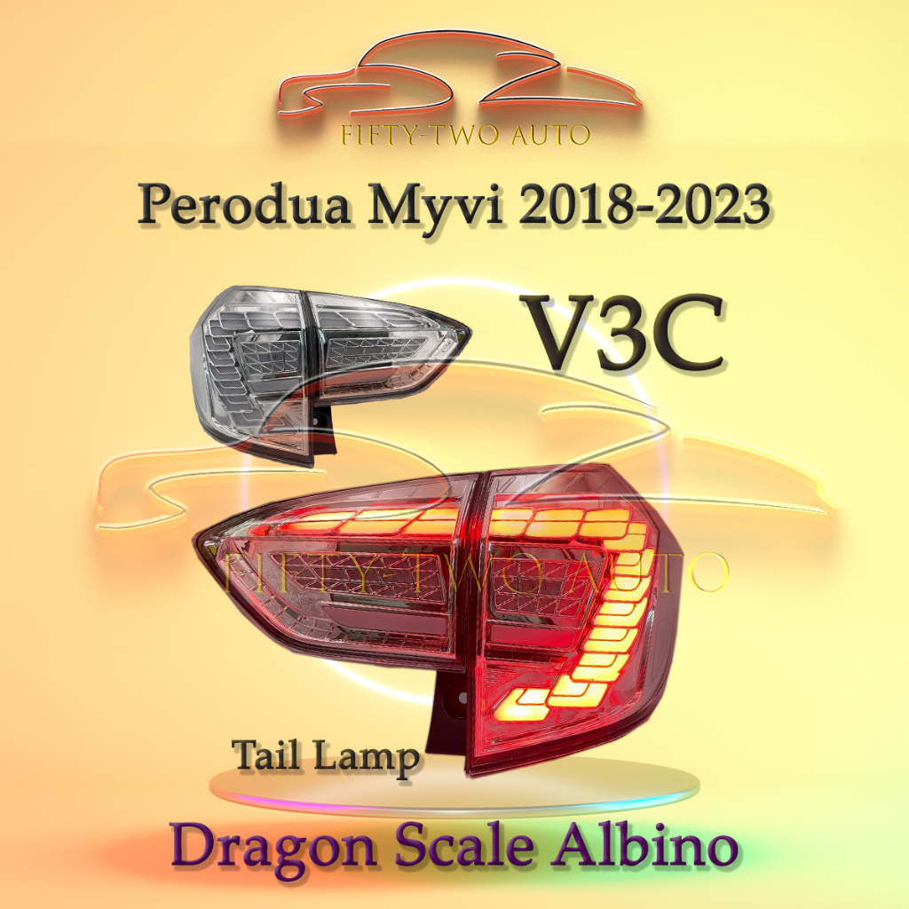 Perodua Myvi LED Tail Lamp Albino White Dragon Scale V3C Myvi Dragon ...
