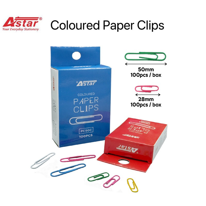 ASTAR Coloured Paper Clips 28MM/50MM (PC28C/PC50C) (Price For 1 Small ...