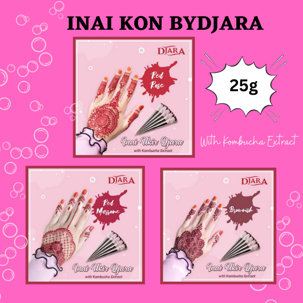 1 pcs Inai Lukis Eksklusif Bydjara Warna Merah Maroon Brownish Enai ...