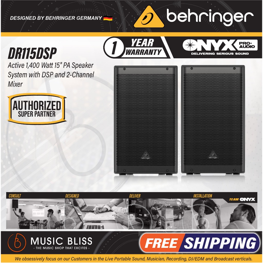 Behringer DR115DSP 1400W 15" Powered Speaker with Bluetooth (DR-115DSP ...