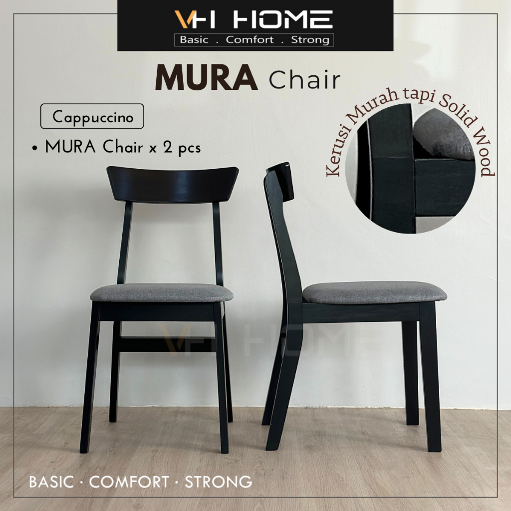 VH MURA Chair (2 pcs) Dining Chair Kerusi Makan Study Chair Solid Wood ...