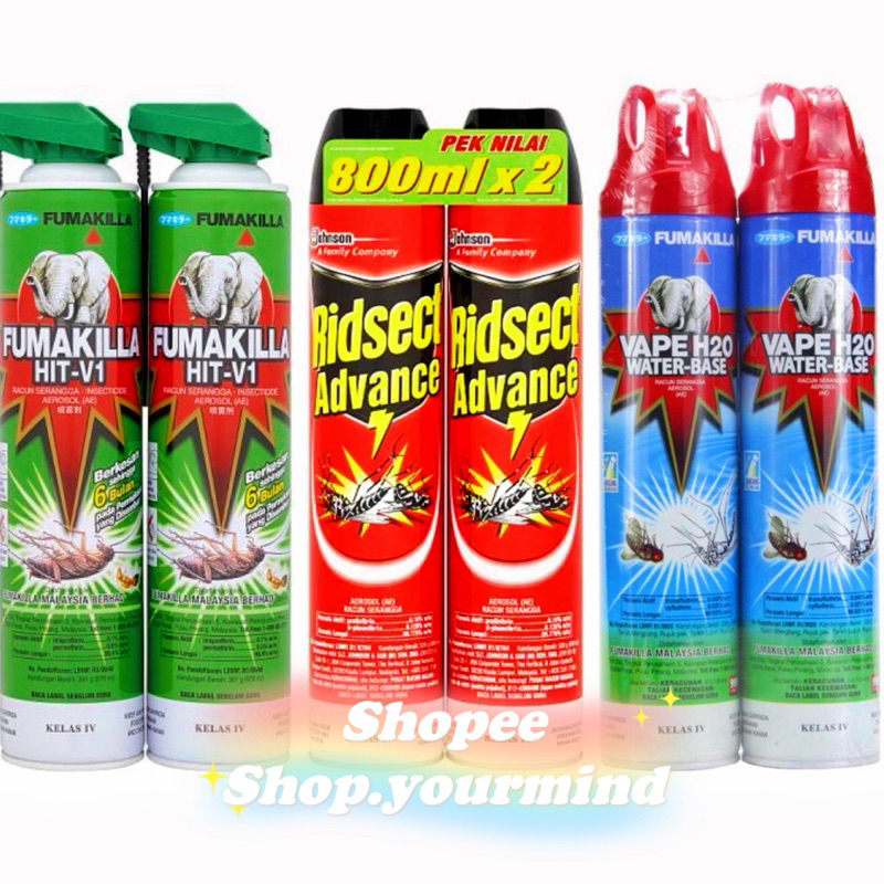 ReadyStock ️Fumakilla Hit-V1 Insecticide Aerosol 578mlx2 Vape H2O Water ...