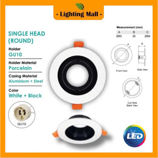 LED Eyeball Fitting/Casing Black/White Downlight Casing | Shopee Malaysia