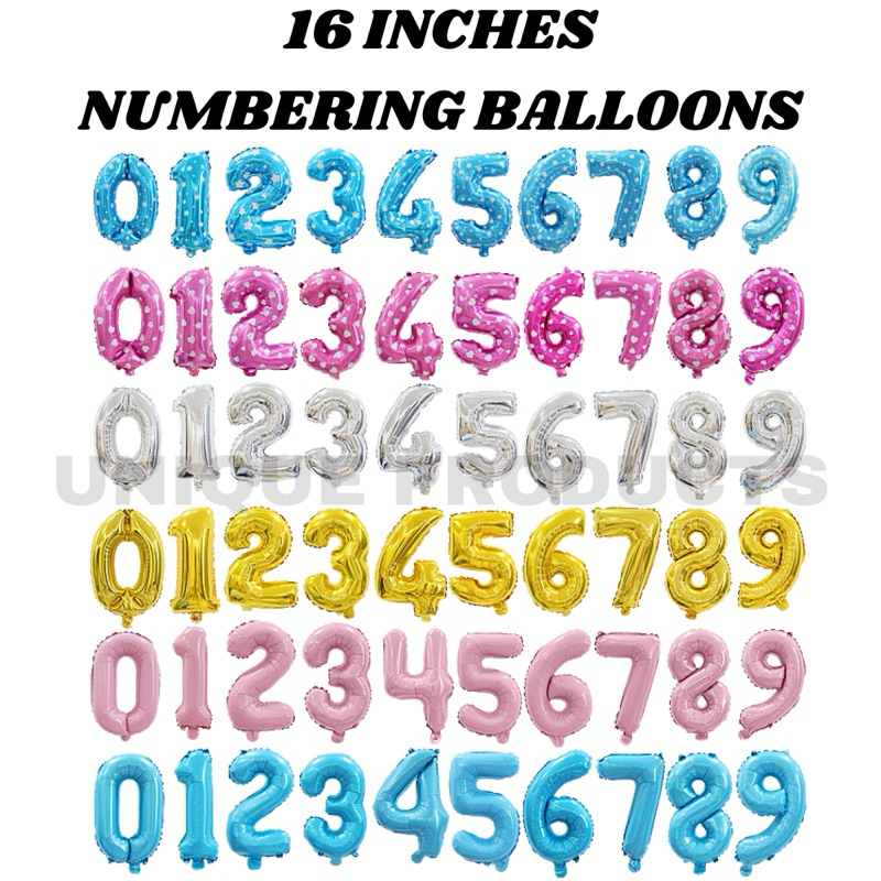 16 Inches(35cm) Numbering Number Balloon Foil Balloons Belon Nombor ...